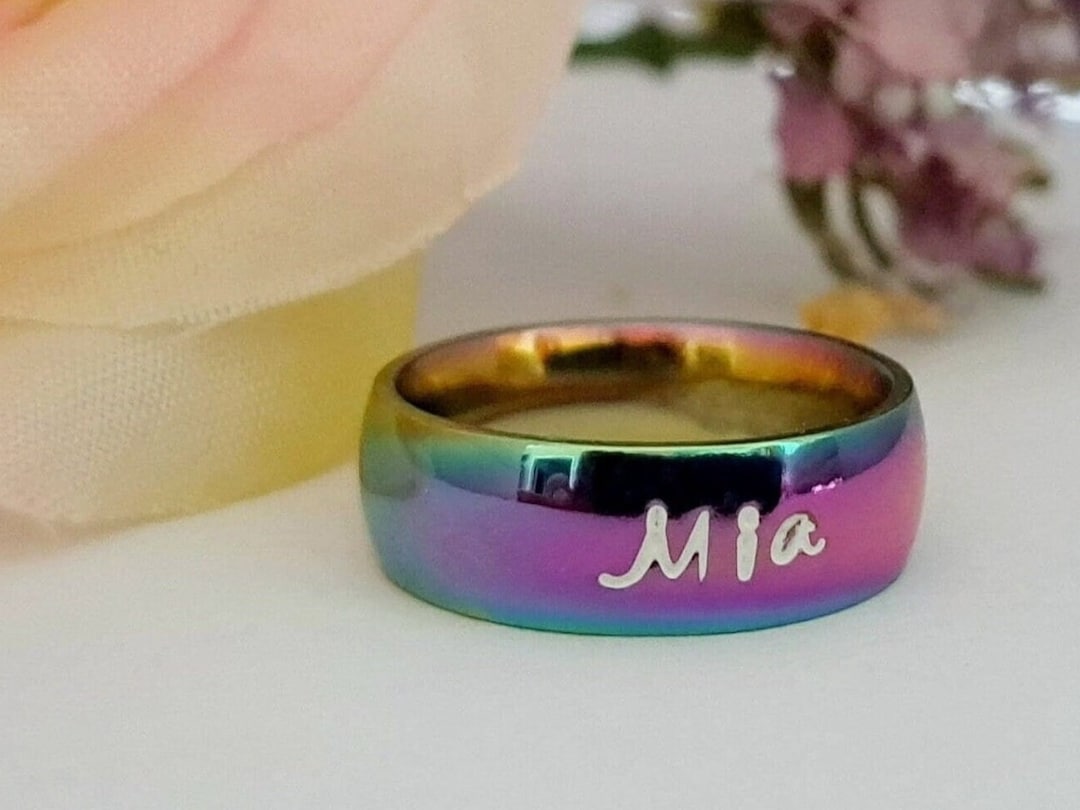 Rainbow Name Ring/girls Name Ring/little Girl Ring/little Girl Name ...
