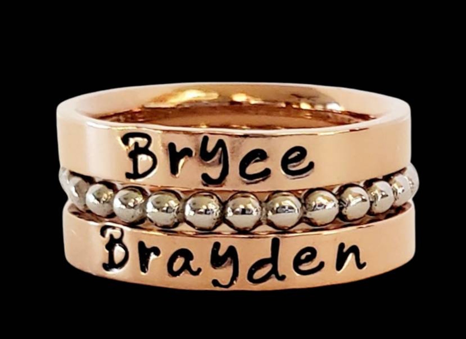 Rose Gold Name Ring, Statement Ring, Promise Ring, Mothers Ring ...