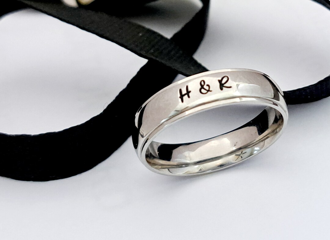 Mens Stainless Steel Name Ring, Mens Personalized Engraved Custom Name ...