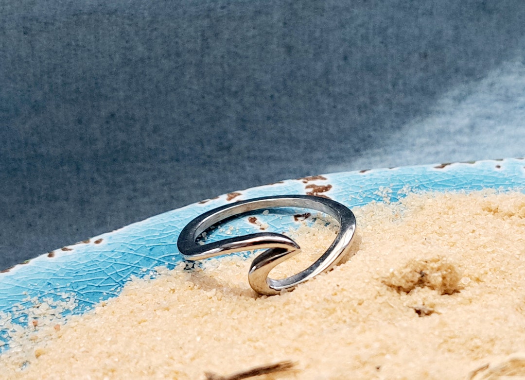 Wave Ring, Silver Wave Ring, Beach Jewelry, Beach Rings, Stainless ...