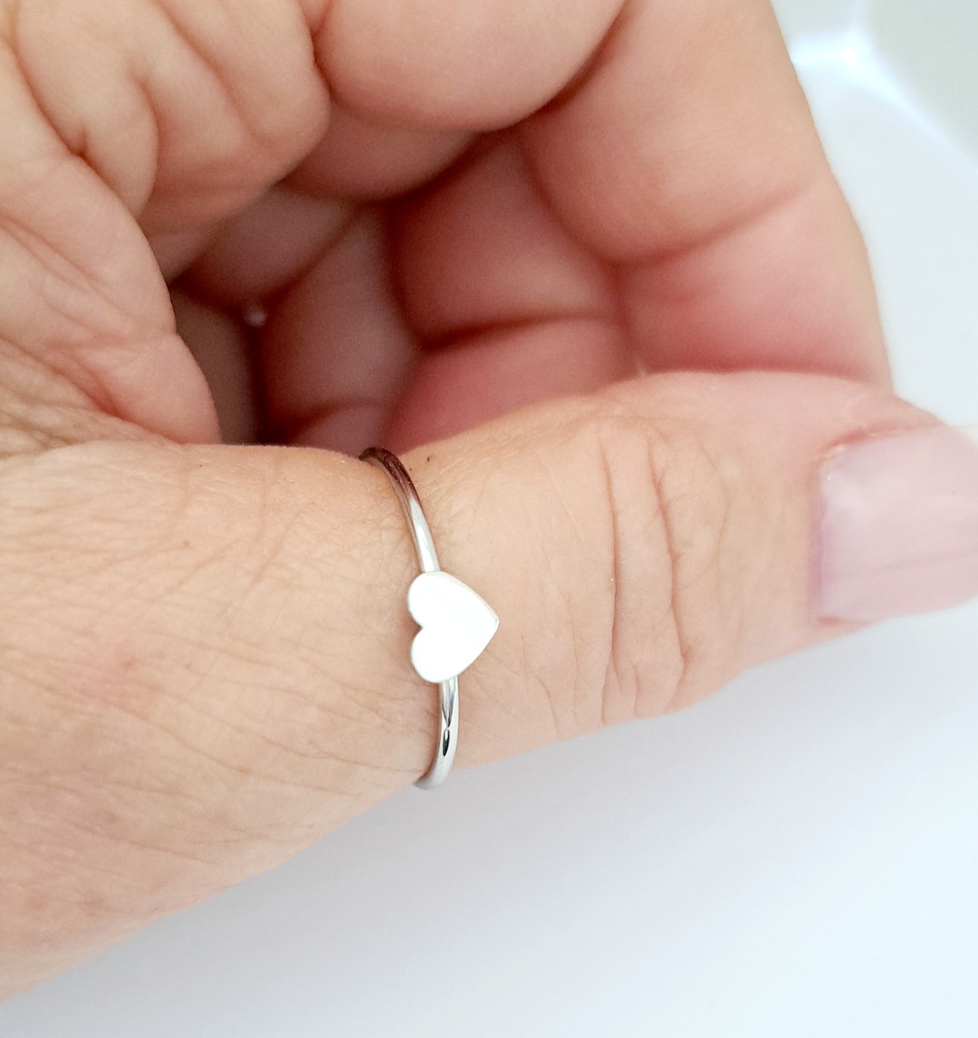 Silver Heart Ring/tiny Heart Ring/stacking Heart Ring/heart Spacer Ring ...
