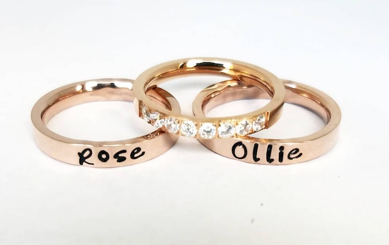 Rose Gold Name Ring, Statement Ring, Promise Ring, Mothers Ring ...