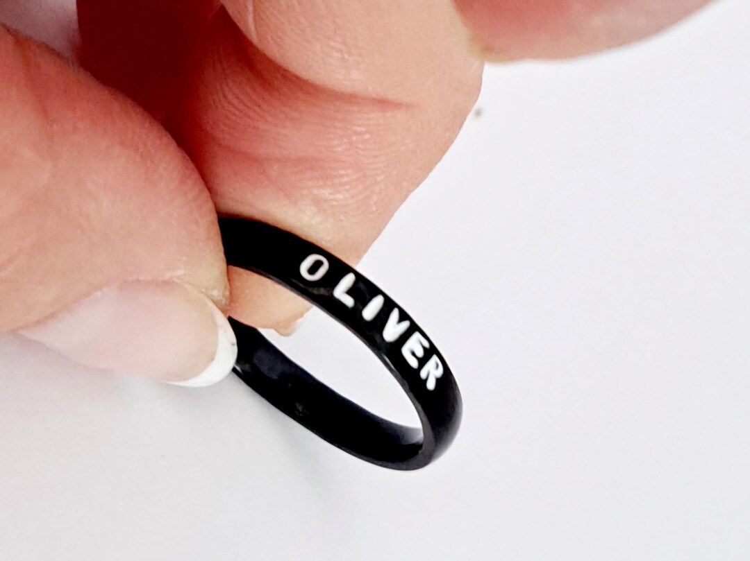 Name Ring.petite Name Ring. Boys Name Ring. Black Name Ring. Thin Name ...