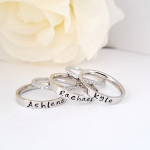 Personalized Name Ring Mom Ring Kids Names Custom Ring Stacking Mom ...