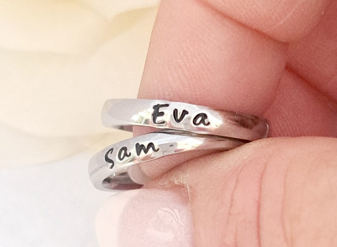 Mom Name Ring/girls Name Ring/petite Name Ring/petite Stacking Ring ...