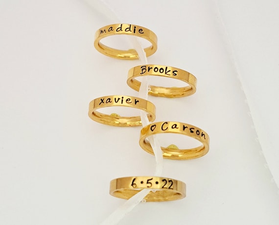 Stamped name rings store