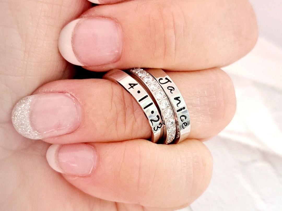 Mom Ring.mom Stacking Rings.personalized Name Rings.name Ring.stackable Name Rings.custom Mom ...