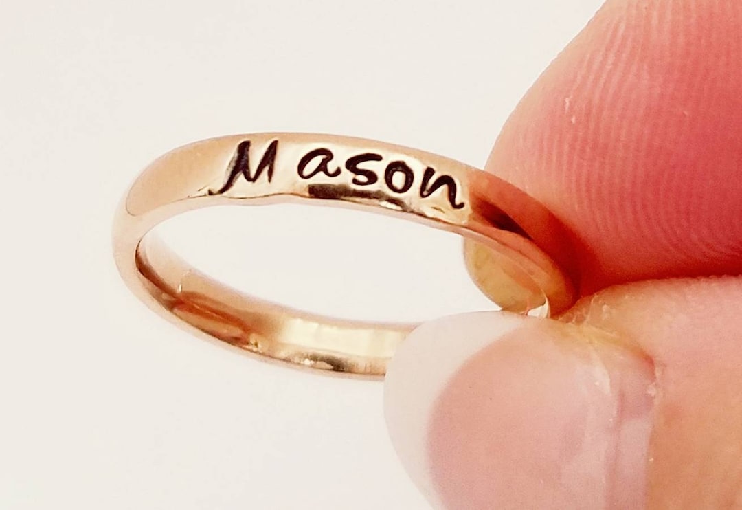 Rose Gold Name Ring, Name Ring, Statement Ring, New Mom Gift, Promise ...