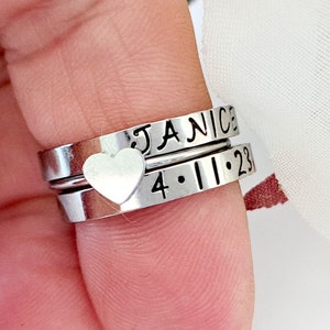 Personalized Name Ring Mom Ring Kids Names Custom Ring Stacking Mom ...