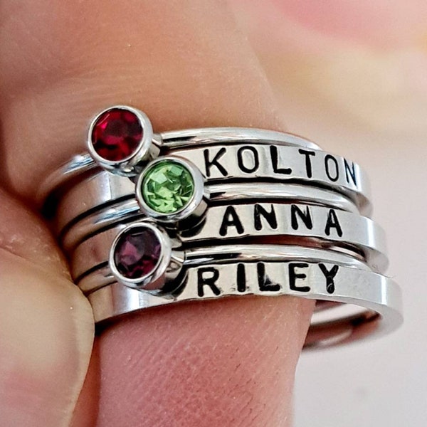 Stackable Name Rings - Etsy
