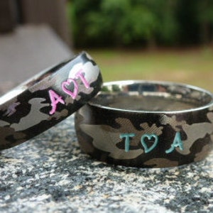 Camo Ring Set/camouflage Wedding Ring Set/custom Wedding Rings ...