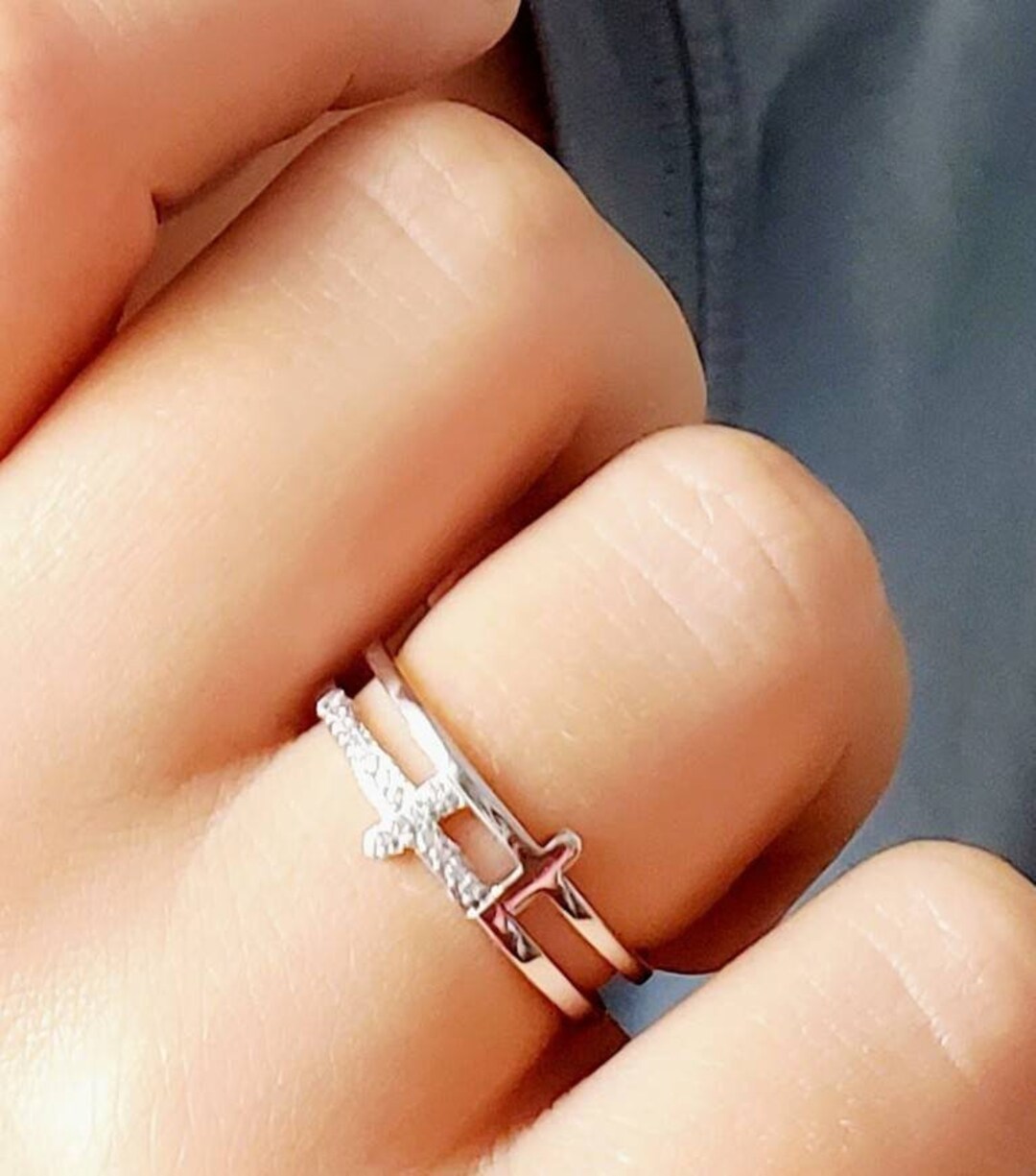 Double Band Ring/double Cross Ring/silver Cross Ring/crucifixion Ring/religious Jewelry/promise ...