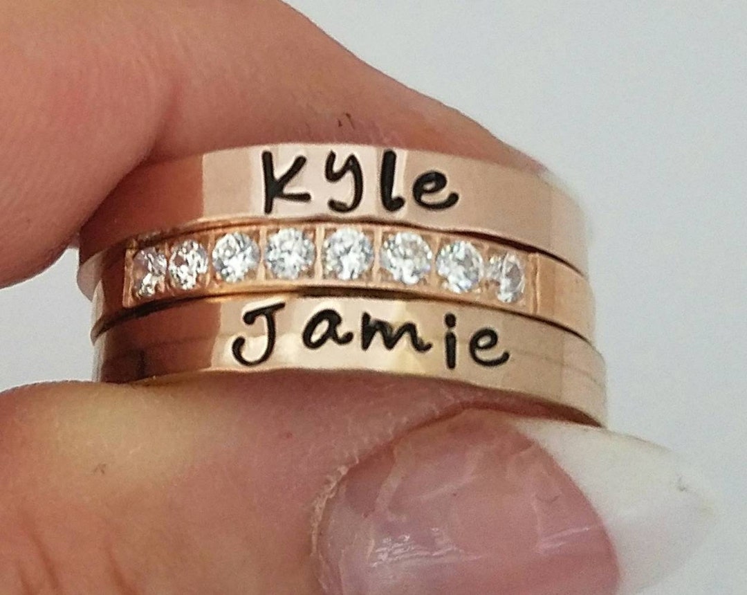 Rose Gold Name Ring, Statement Ring, Promise Ring, Mothers Ring ...