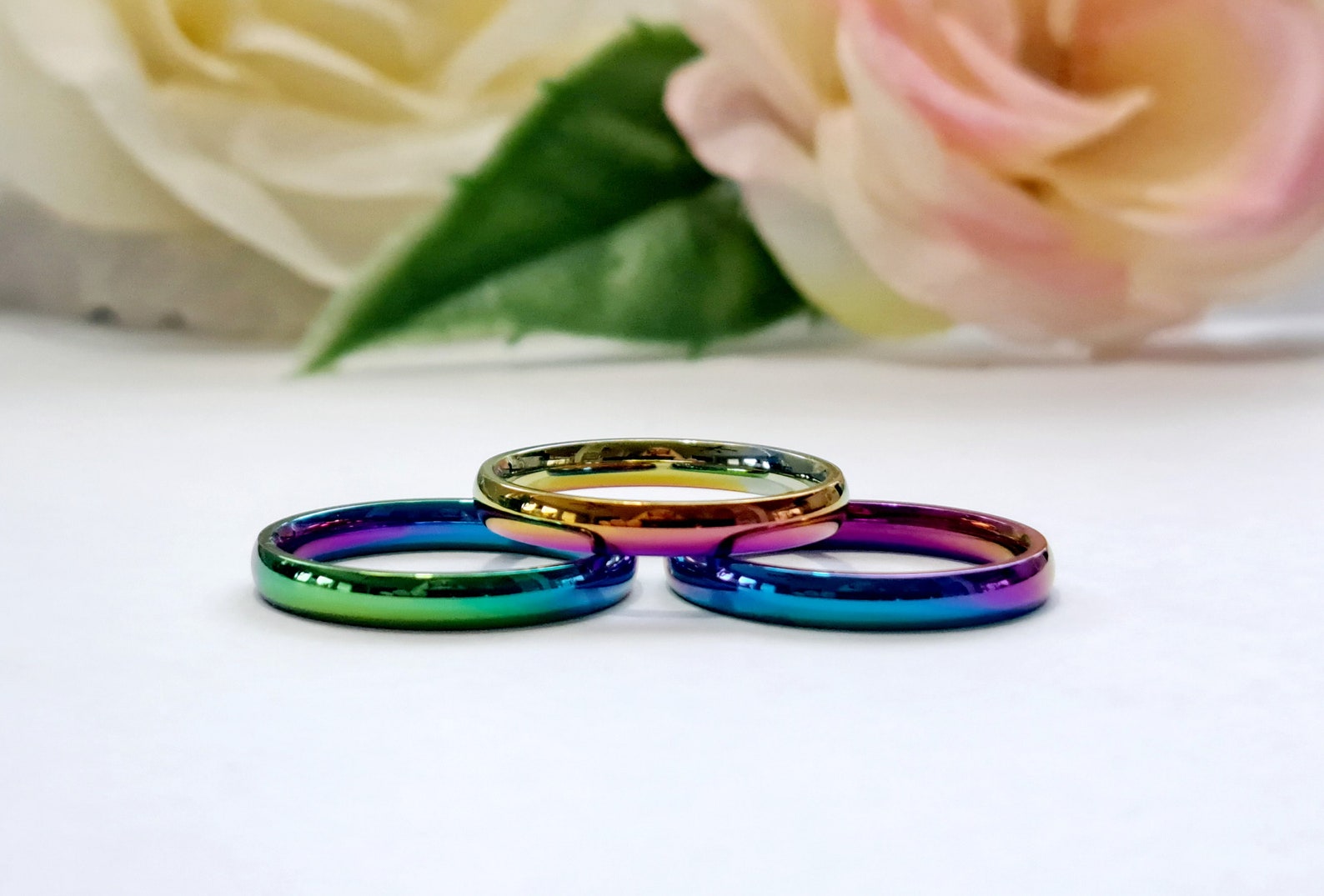 Rainbow Ring. Girls Name Ring. Colorful Ring. Rainbow Name Ring. 3mm ...