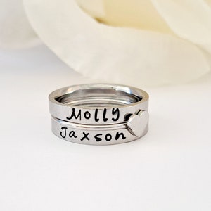 Personalized Name Ring Mom Ring Kids Names Custom Ring Stacking Mom ...