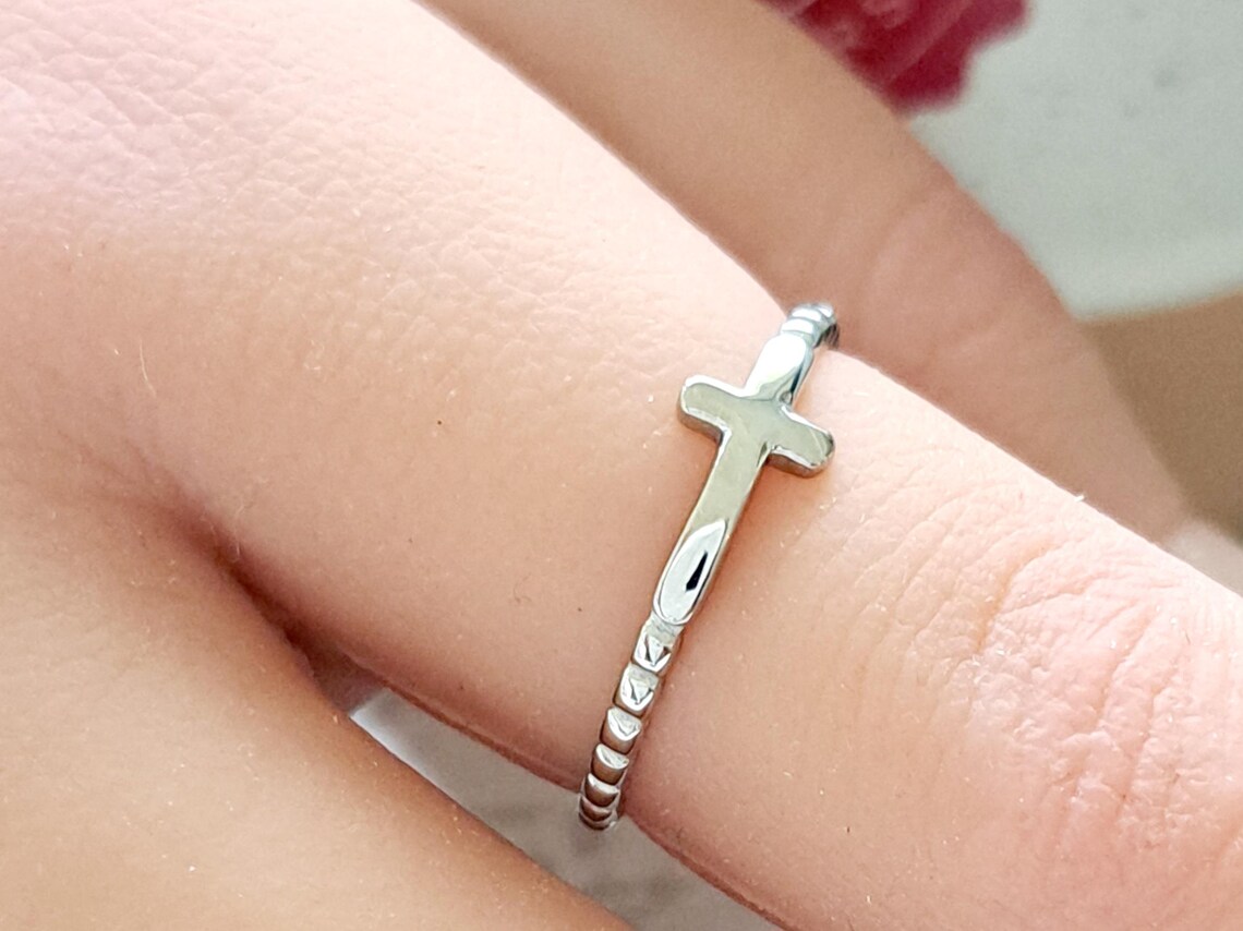 Cross Ring. Petite Gold Cross Ring. Silver Cross Ring. Stainless Steel ...