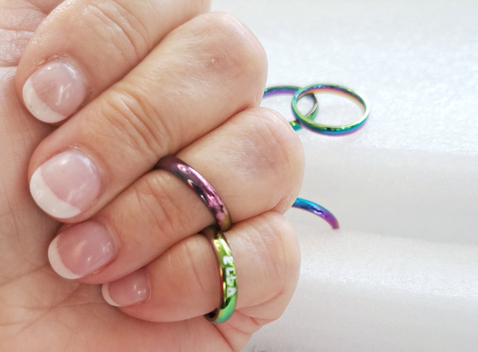 Rainbow Ring. Girls Name Ring. Colorful Ring. Rainbow Name Ring. 3mm ...