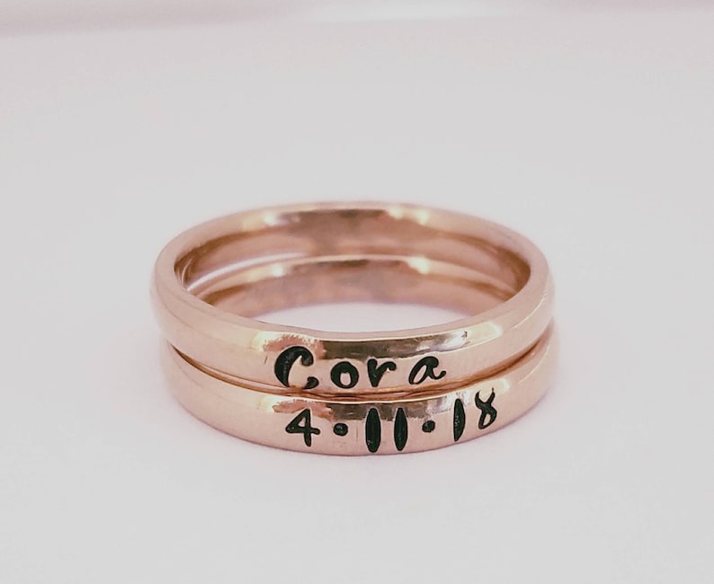 Rose Gold Name Ring Name Ring Statement Ring New Mom Gift - Etsy