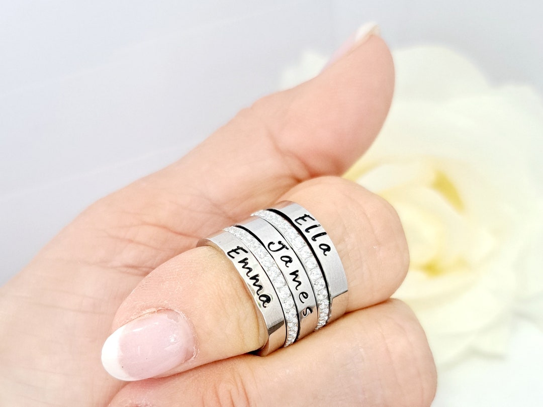 Mom Name Ring/stacking Name Rings/personalized Name Rings/name Ring Set ...