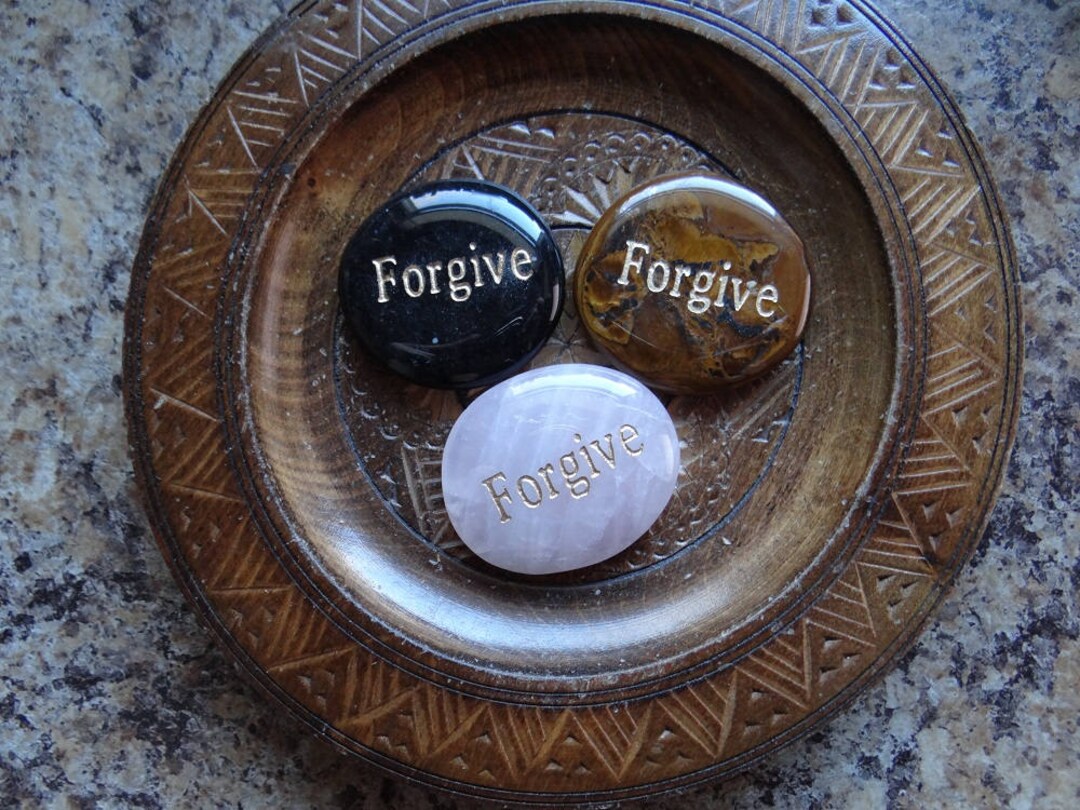 FORGIVE Carved Worry Stone Gemstone Affirmation Wiccan Pagan ...