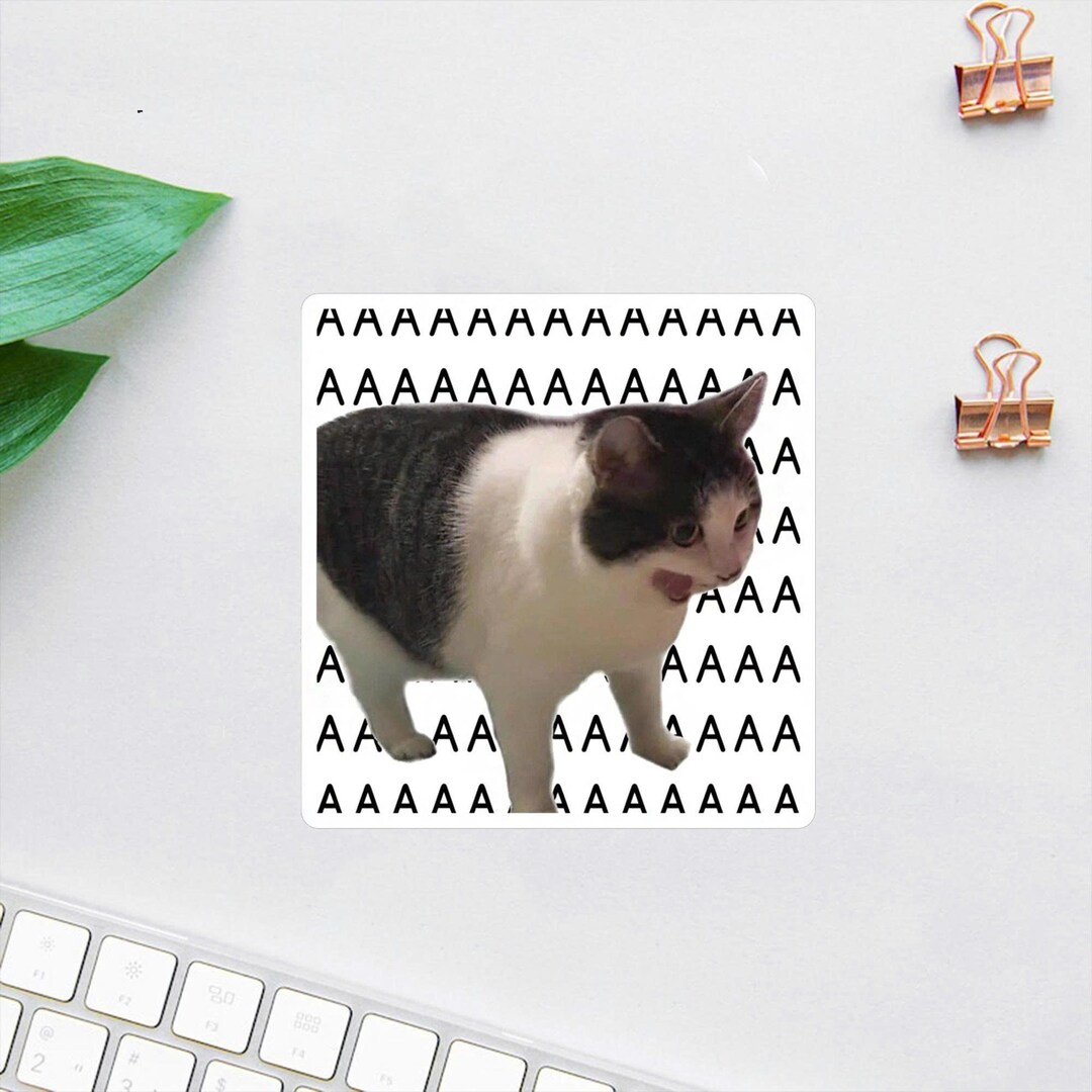 Screaming Cat Meme Sticker, AAA Cat Meme Sticker, Silly Cat Sticker ...
