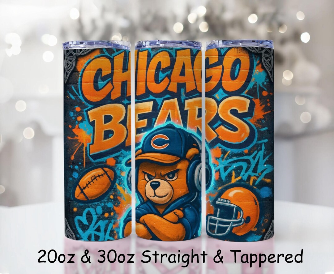 Chicago Bears 20oz Tumbler Wrap, Mascot Sublimation PNG (digital ...