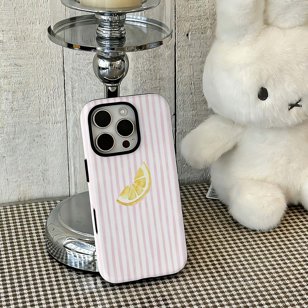 Watercolor Lemon Slice Pink Stripe Phone Case - Fresh Summer Citrus ...