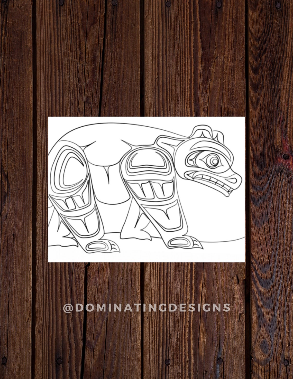 Haida Art Bear Coloring Page | Grayscale | Digital Download | JPEG, PNG ...