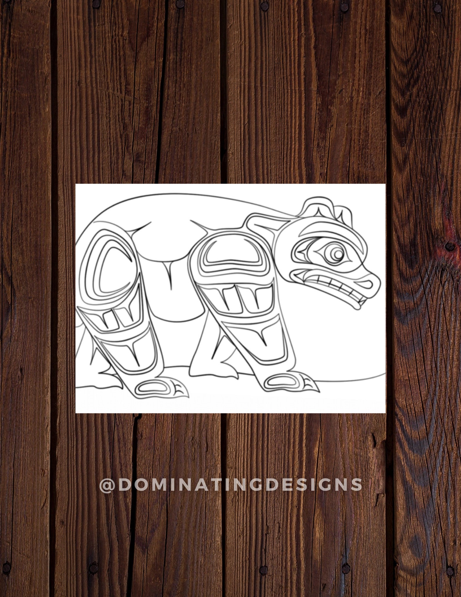 Haida Art Bear Coloring Page | Grayscale | Digital Download | JPEG, PNG ...