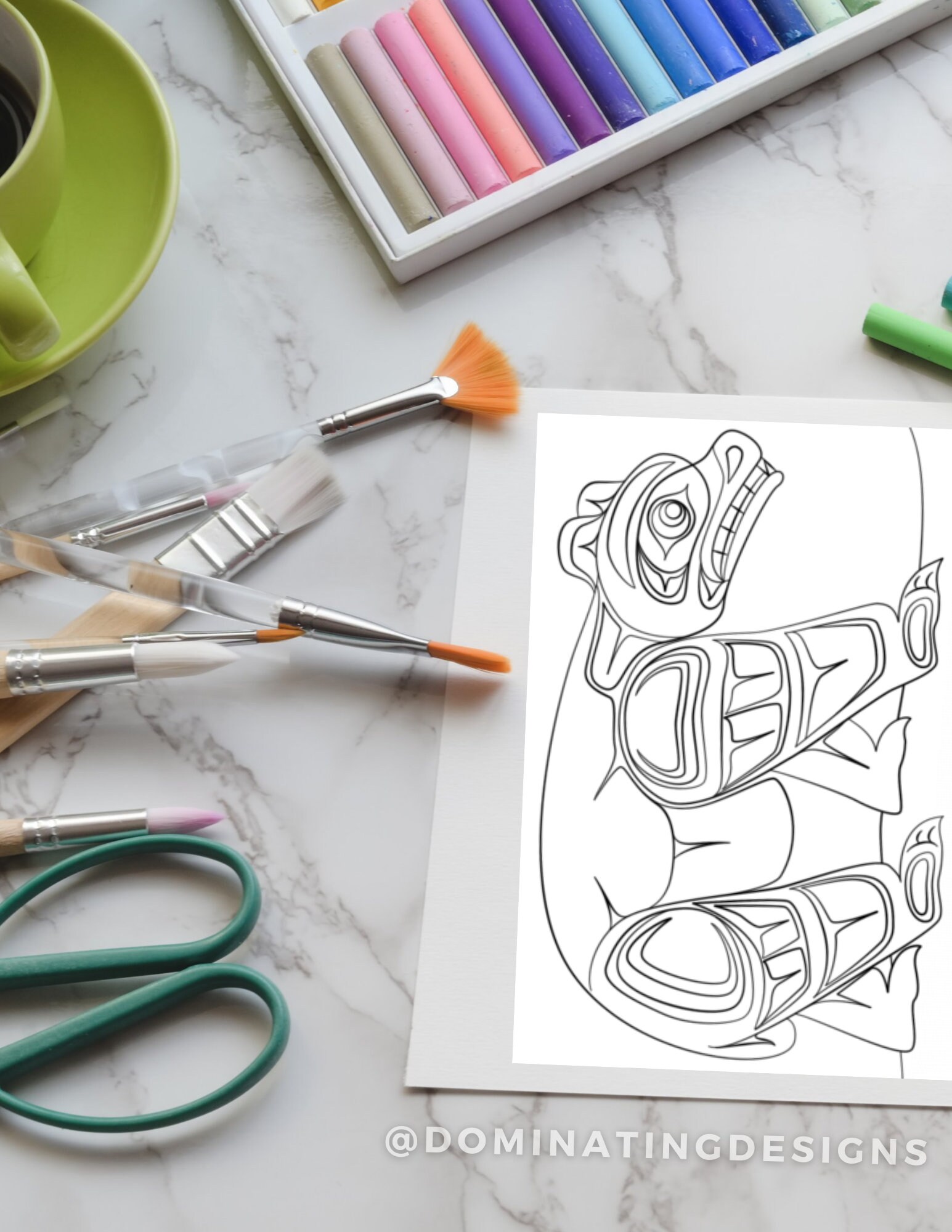 Haida Art Bear Coloring Page | Grayscale | Digital Download | JPEG, PNG ...