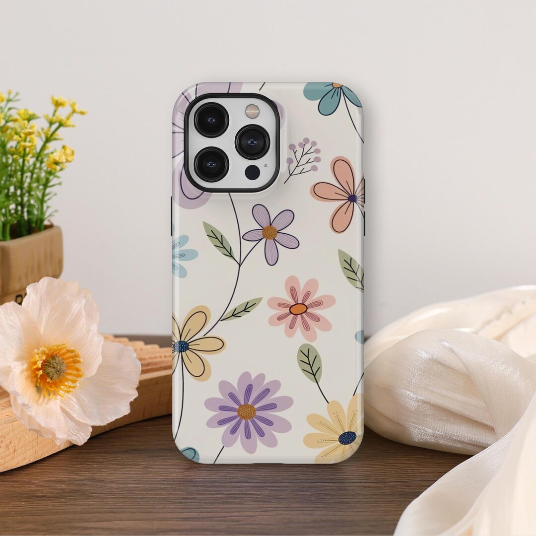 Boho Wildflower Phone Case Danish Pastel Floral Cover for iPhone 17 16 ...