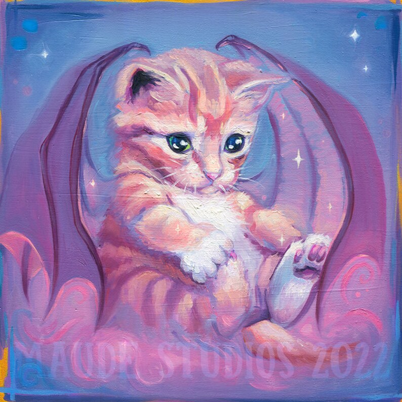 Little Rascal ~ Art Print Home Décor Dorm Room Cat Art Spooky Whimsical ...