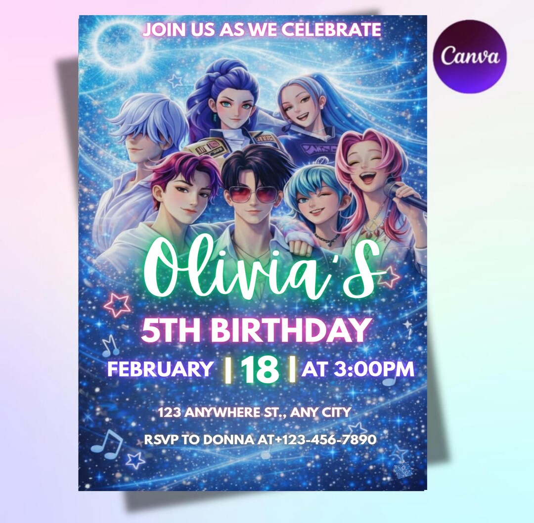 Editable Birthday Invitation|anime Theme Party|anime Invite| Birthday ...