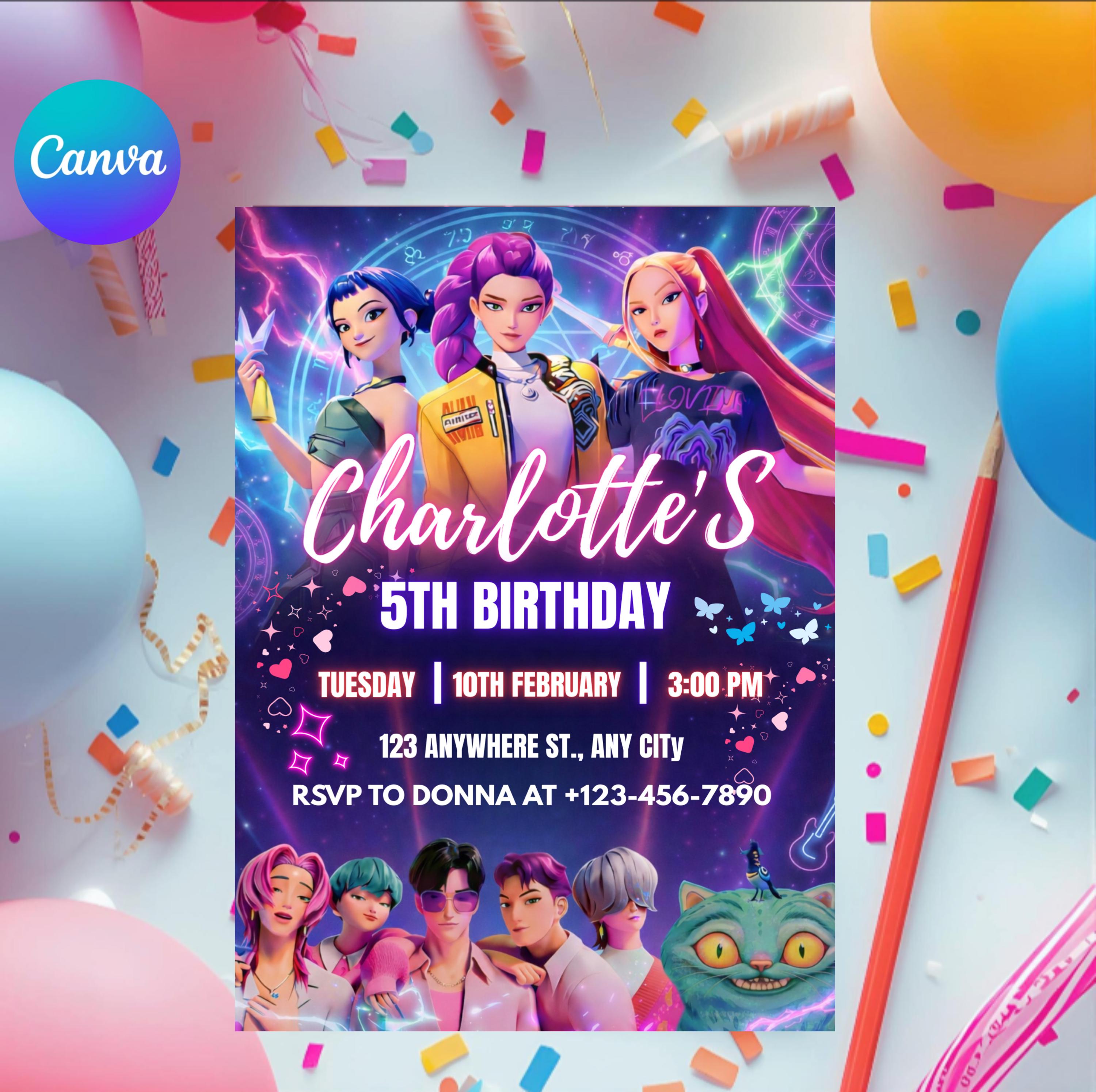 Editable Birthday Invitation|anime Theme Party|anime Invite| Birthday ...