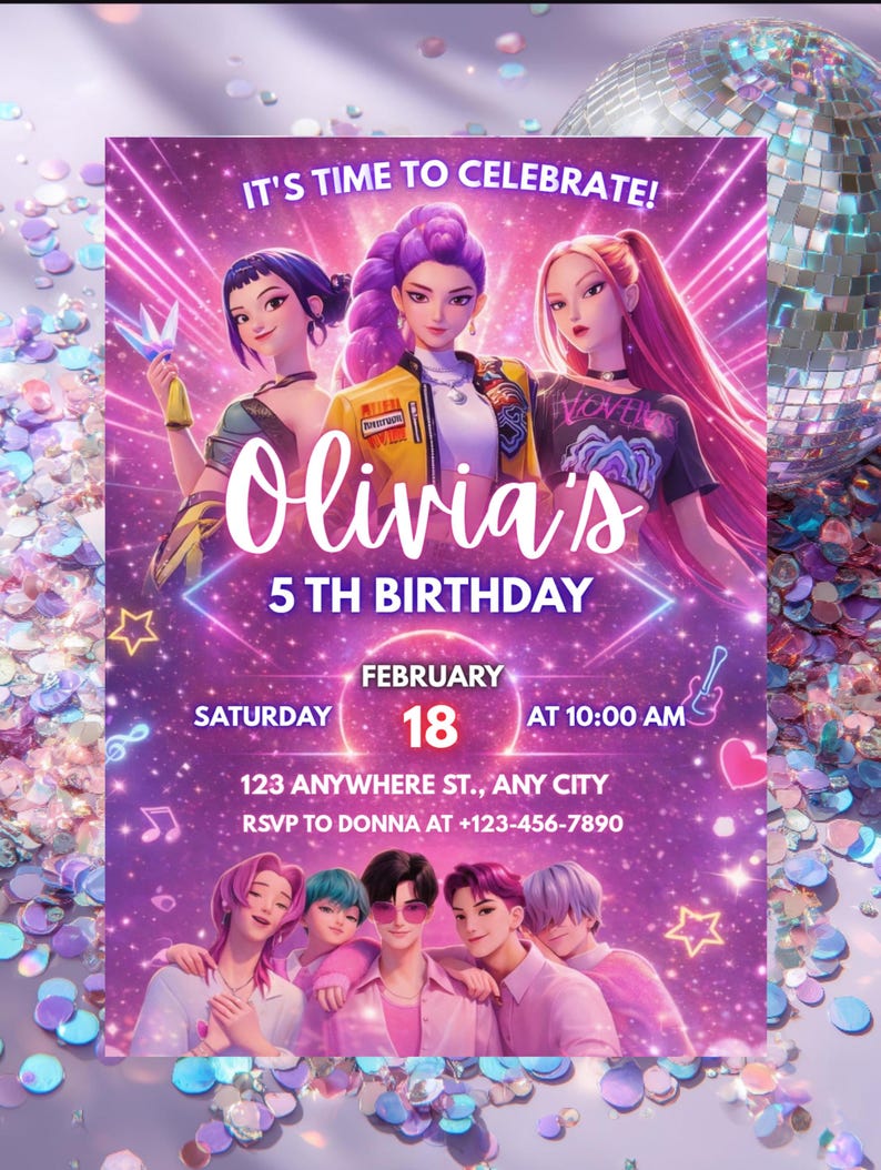 Editable Birthday Invitation|anime Theme Party|anime Invite| Birthday ...