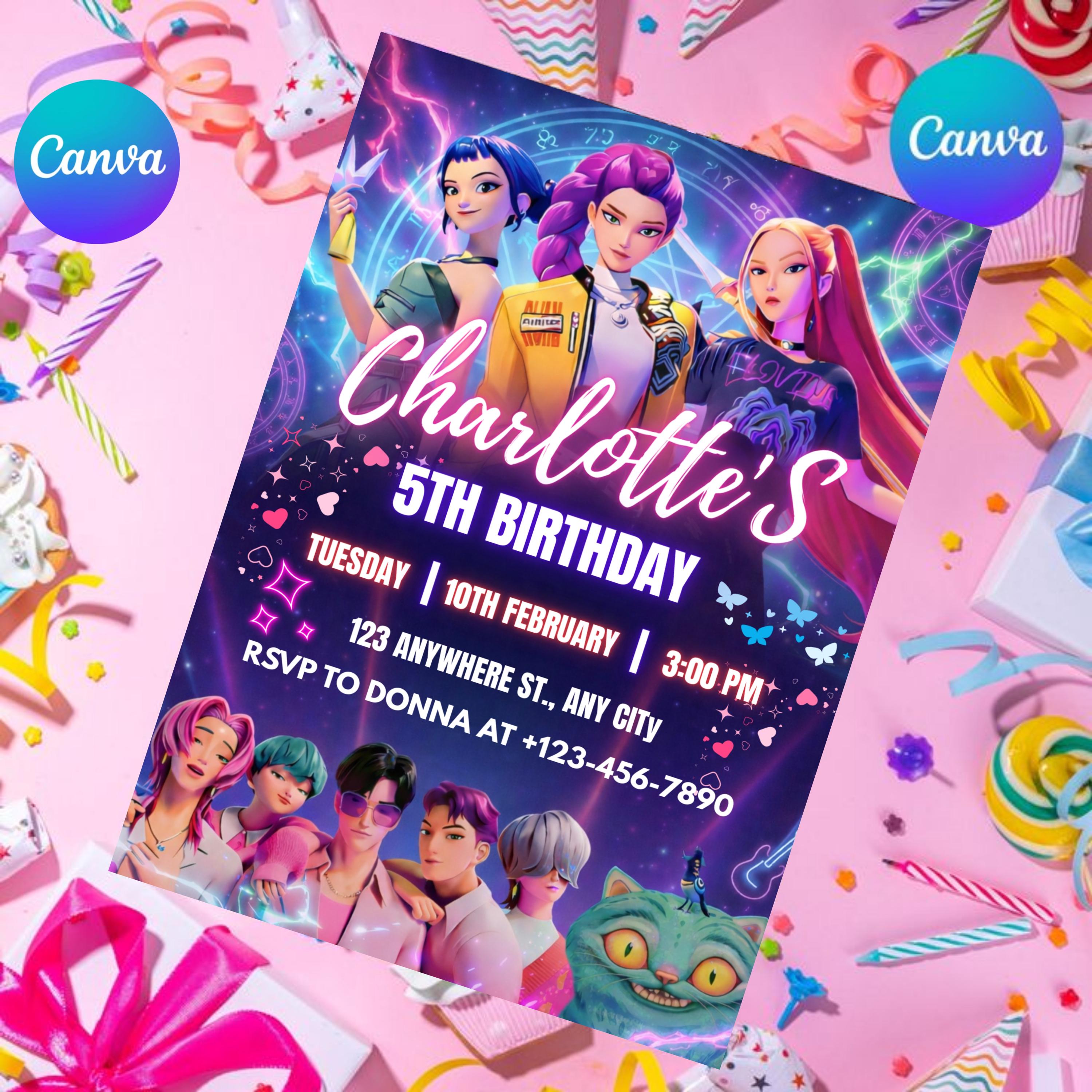 Editable Birthday Invitation|anime Theme Party|anime Invite| Birthday ...