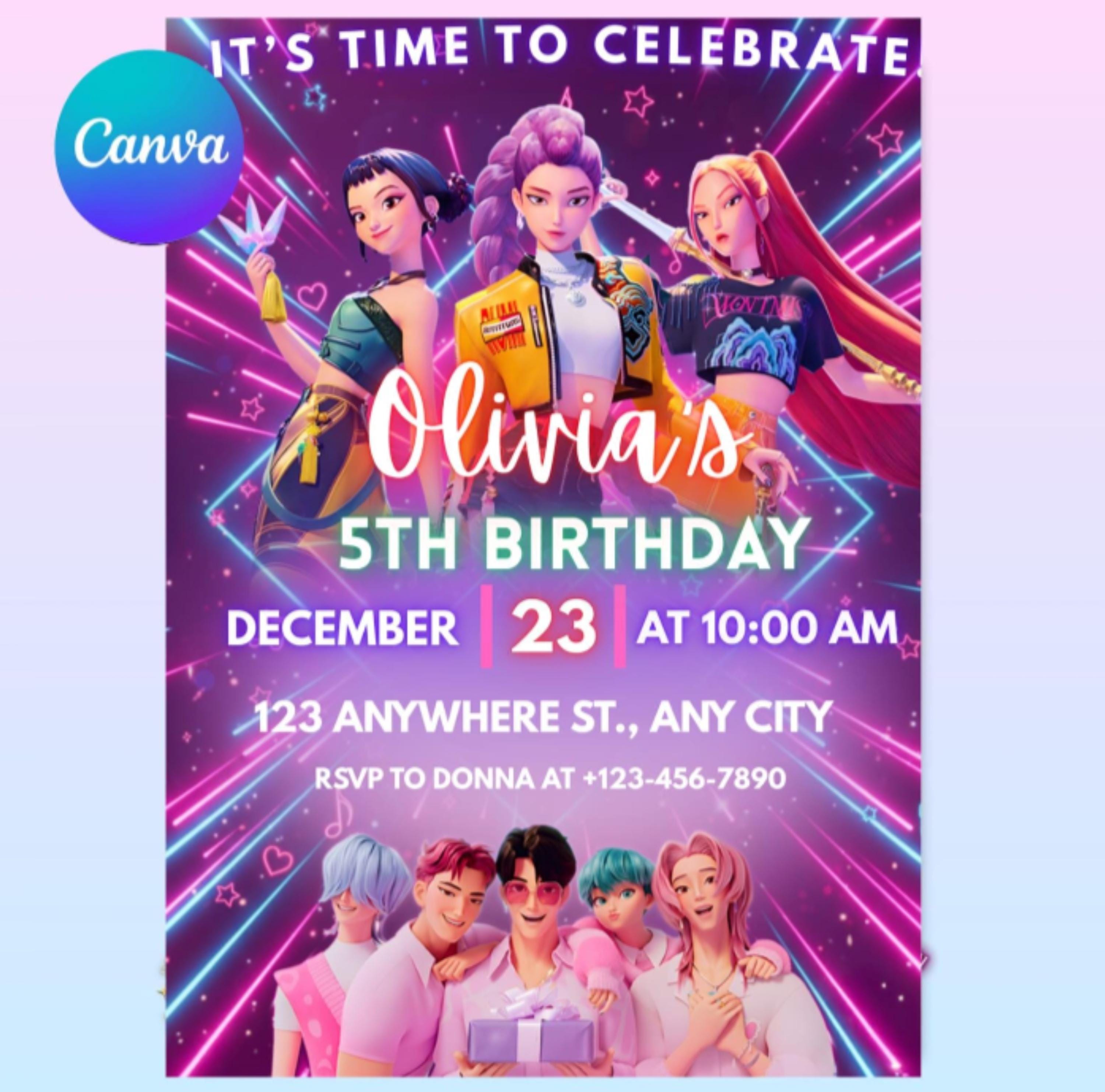 Editable Birthday Invitation|anime Theme Party|anime Invite| Birthday ...