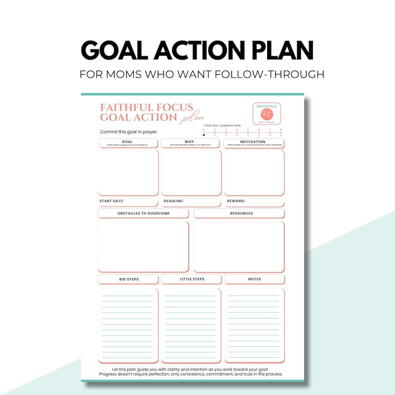 Faith Based Goal Planner Printable for Women, Goal Tracker for Moms ...