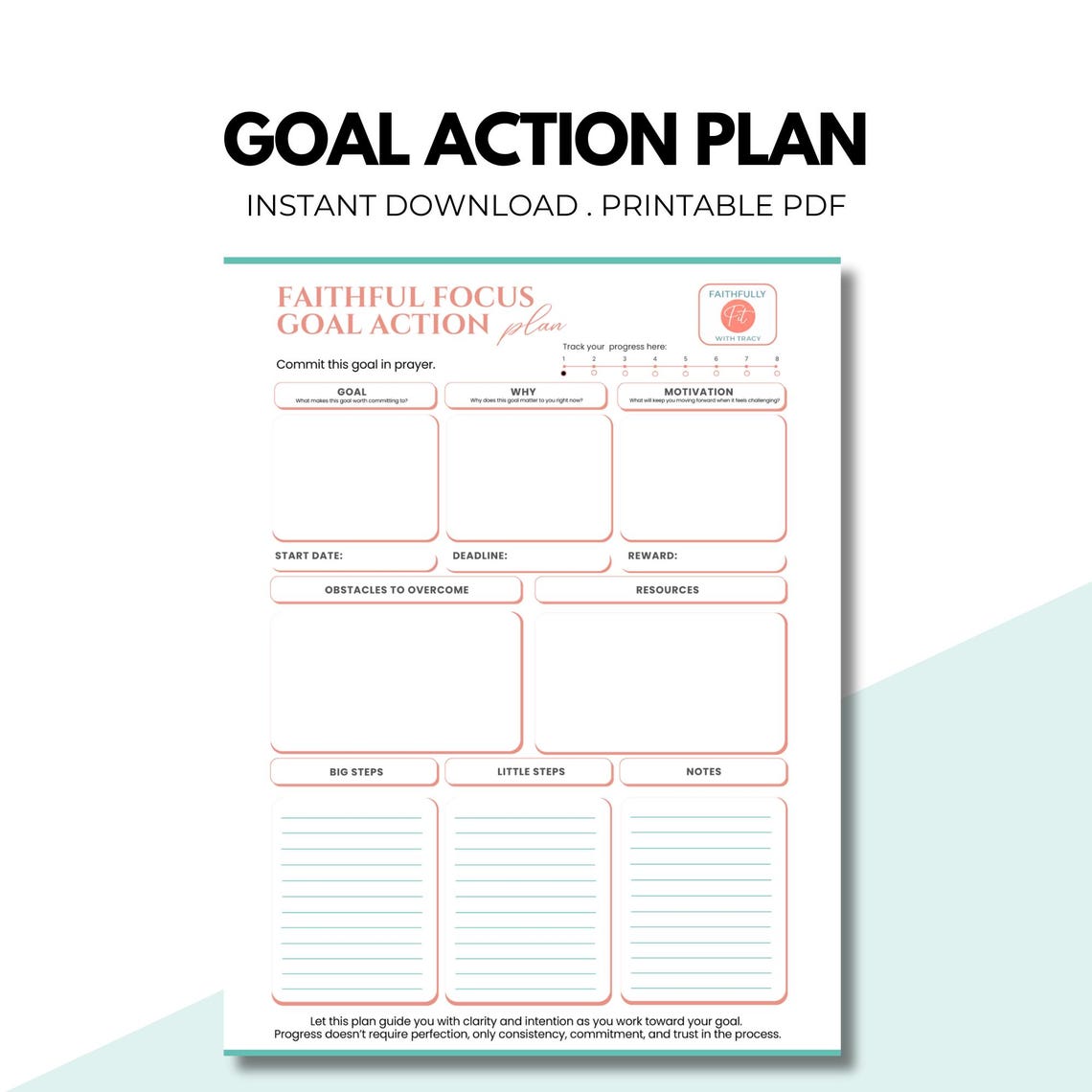 Faith Based Goal Planner Printable for Women, Goal Tracker for Moms ...