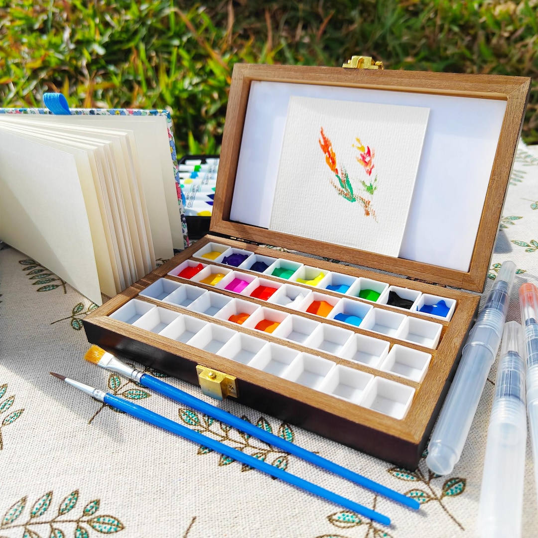 Custom Engraved Watercolor Painting Kit for Travel and Outdoor ...