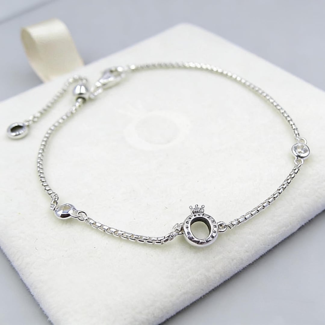 Pandora Crown Cz-accented Openwork Dainty Bracelet 925 Sterling Silver ...