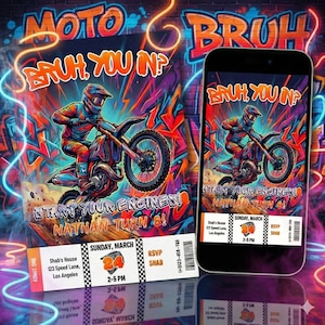 Motocross Birthday Invitation, Extreme Sports Graffiti Theme (canva ...