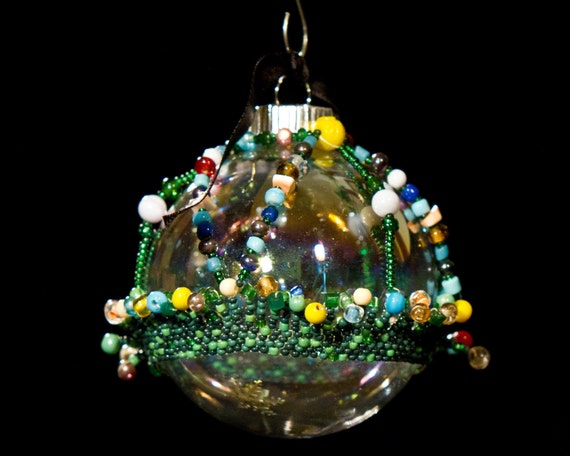 Whimsical Spring hand beaded Christmas ornament wrap 2.5 | Etsy