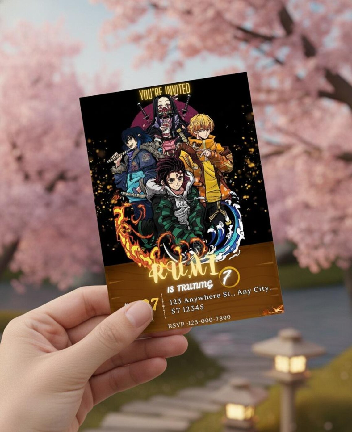 Demon Slayer Birthday Invitation ,tag | Anime Birthday Party Invitation ...