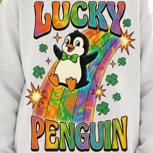 Lucky Penguin PNG, Retro St Patricks Day, Groovy Psychedelic Rainbow ...