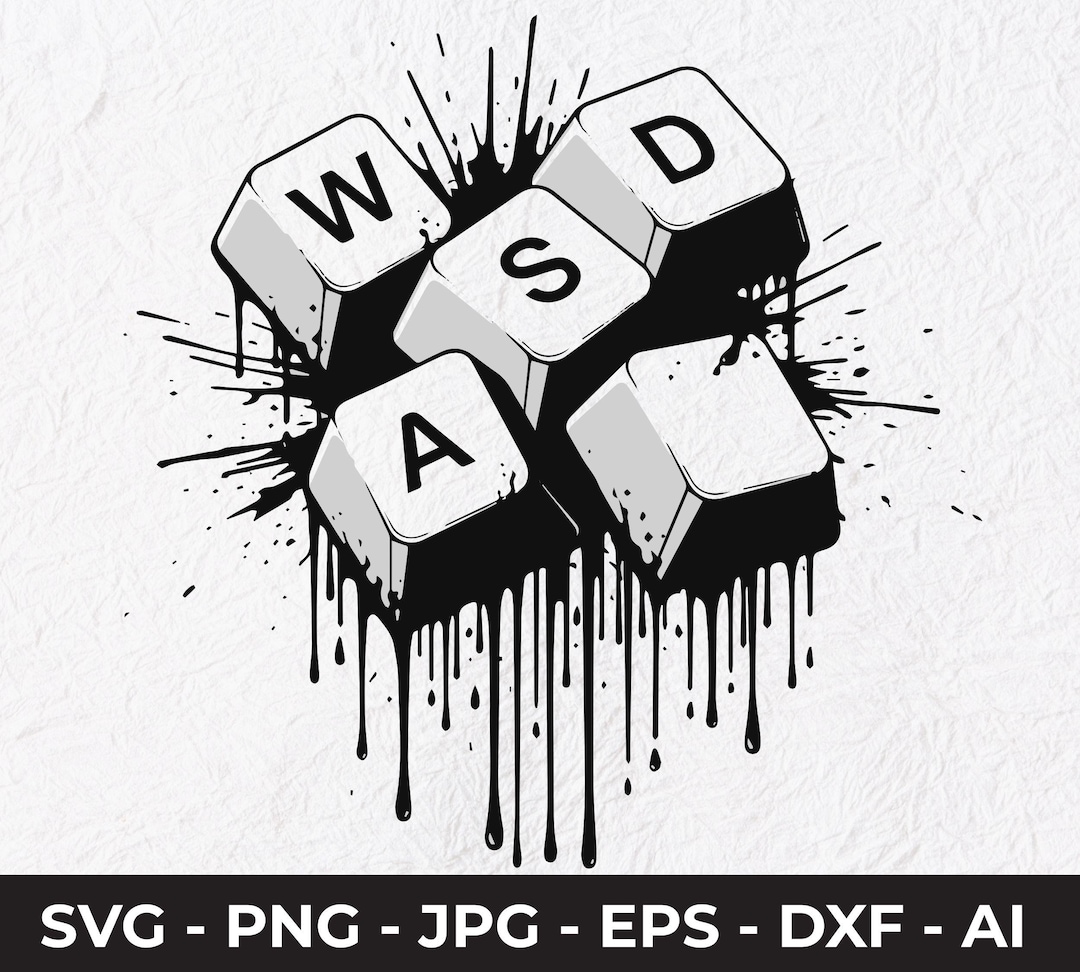 WASD Gamer Keyboard SVG, Gaming Keys Splash Art, PC Gamer Logo Clipart ...