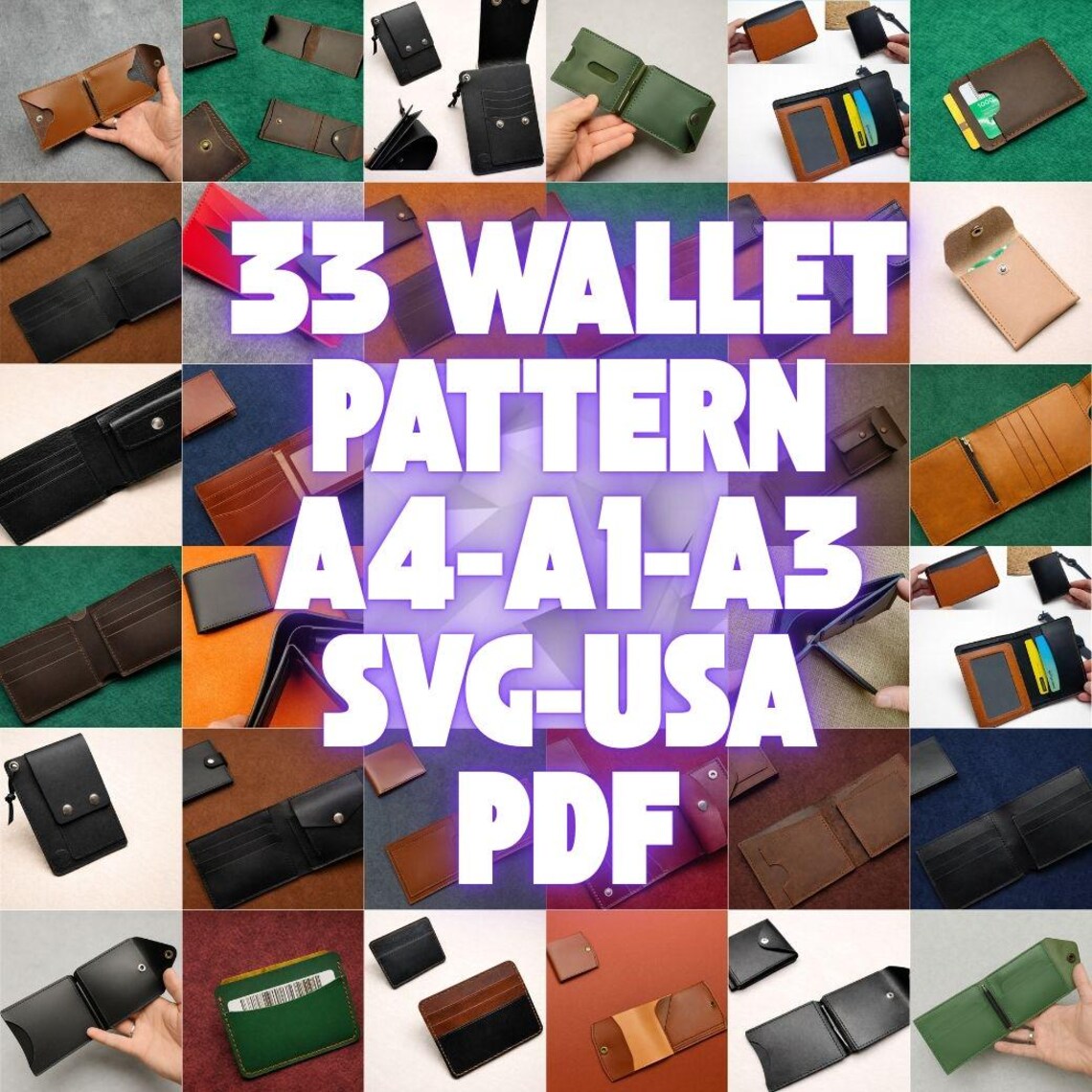 Leather Wallet & Card Holder Pattern Bundle | 33 Designs PDF Set ...