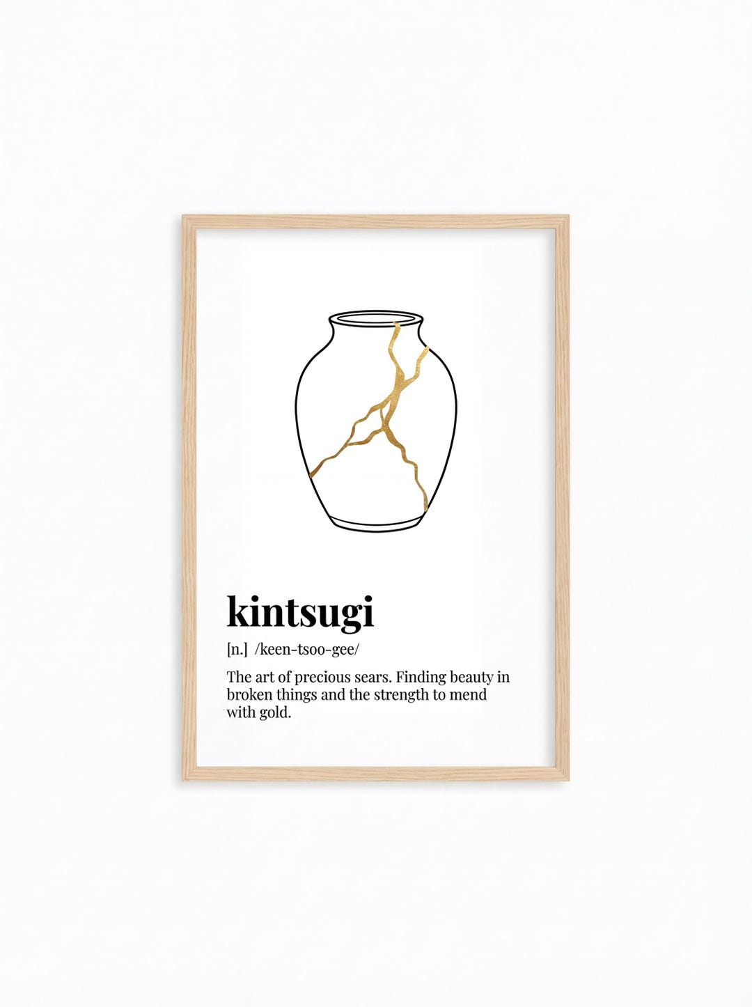 Kintsugi Definition Print, Japanese Philosophy Wall Art, Minimalist ...
