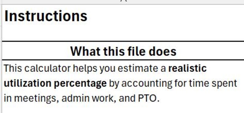 Utilization Calculator Excel Template - Etsy
