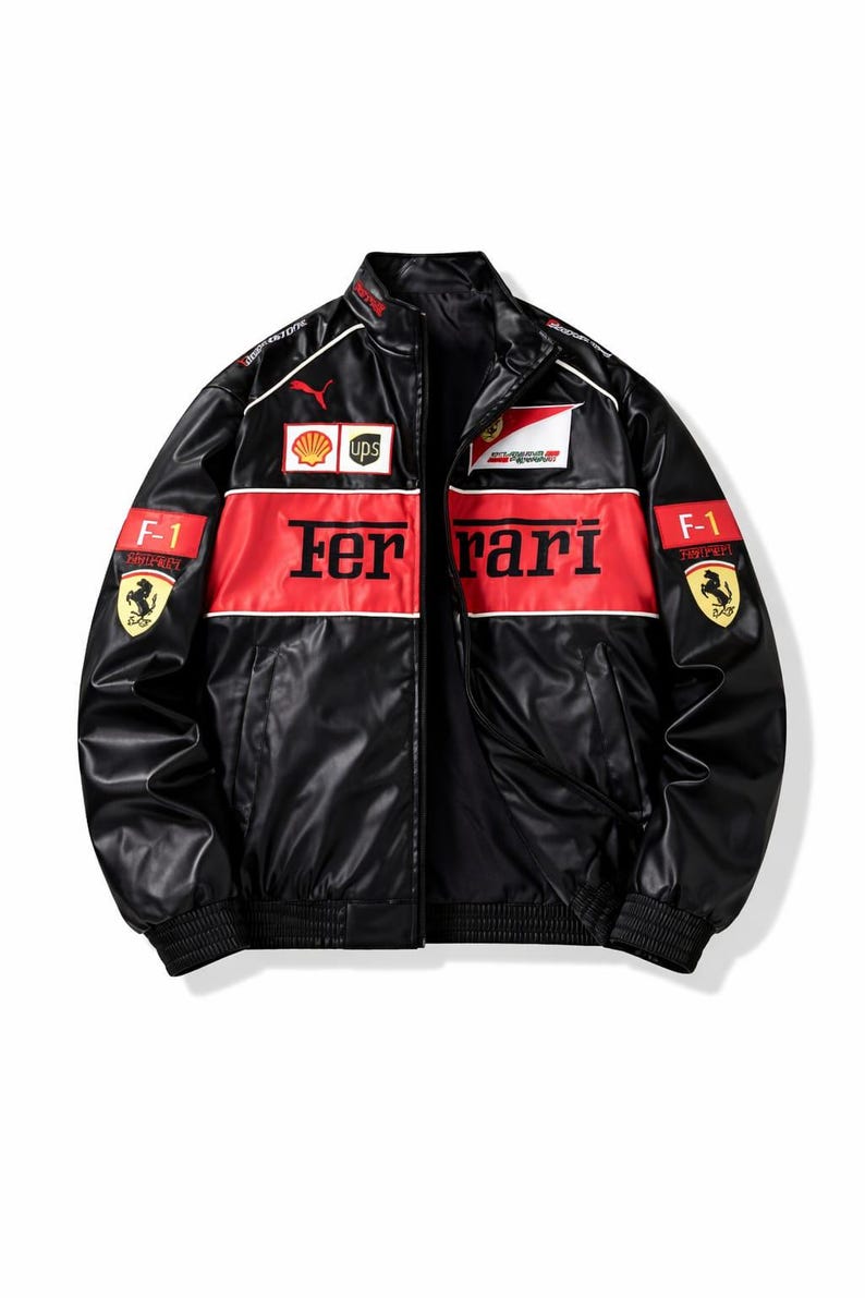 F1 Motorsport Inspired PU Leather Racing Jacket for Men ,women – Black ...